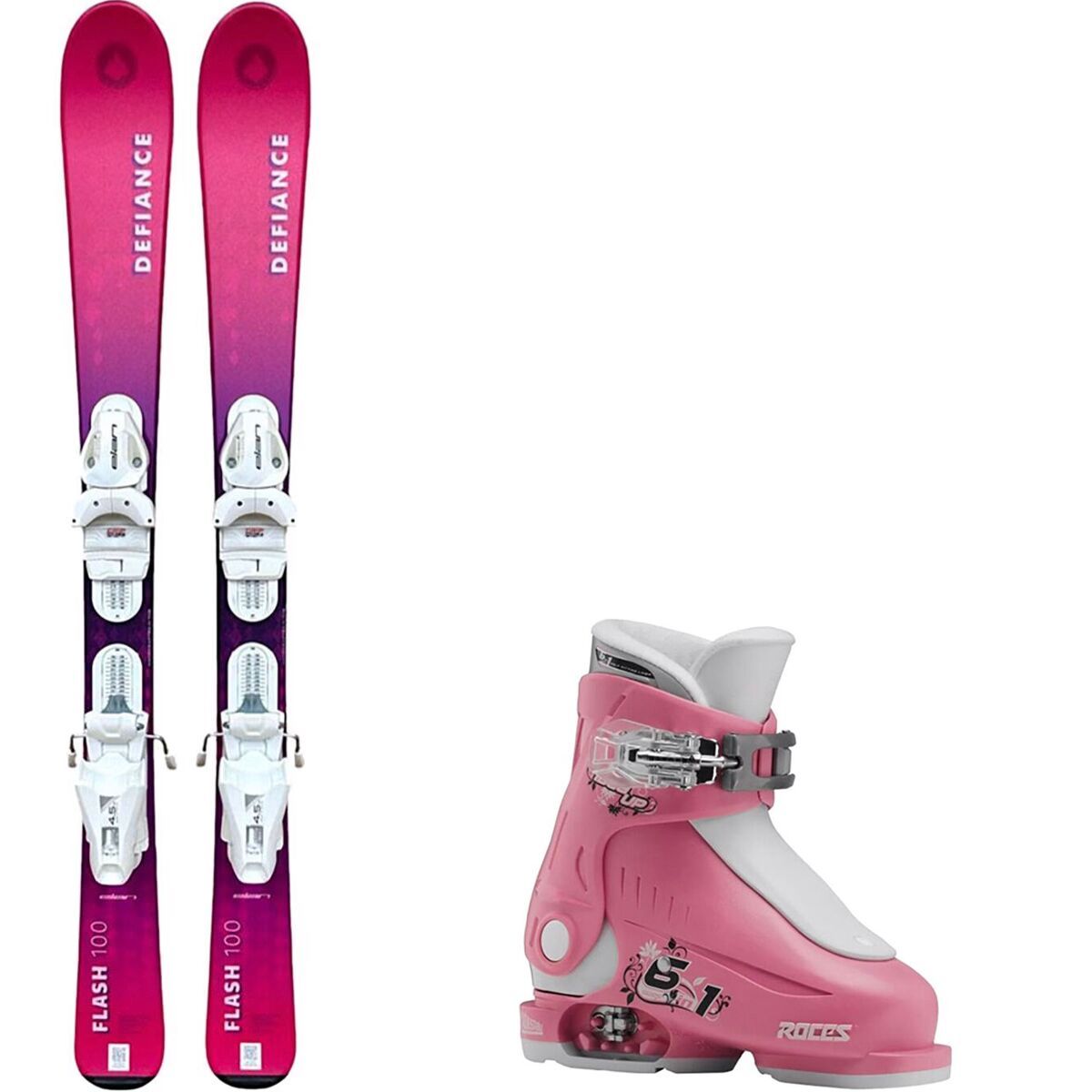 Defiance Flash Junior Pink Ski Package+Roce Adjustable Ski Boots 2025 - Ski